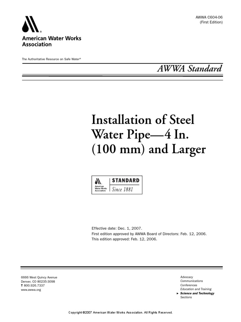 Awwa c604-2006 | PDF | Pipe (Fluid Conveyance) | Specification ...