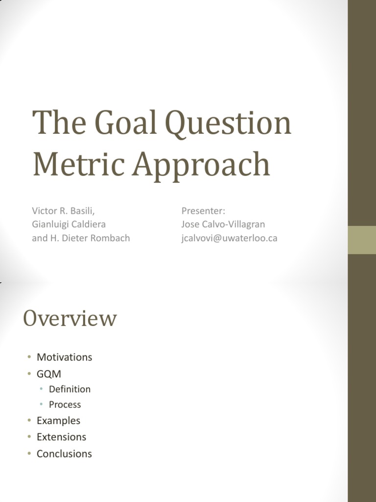 The Goal Question Metric Approach | PDF | Business | Systems Science