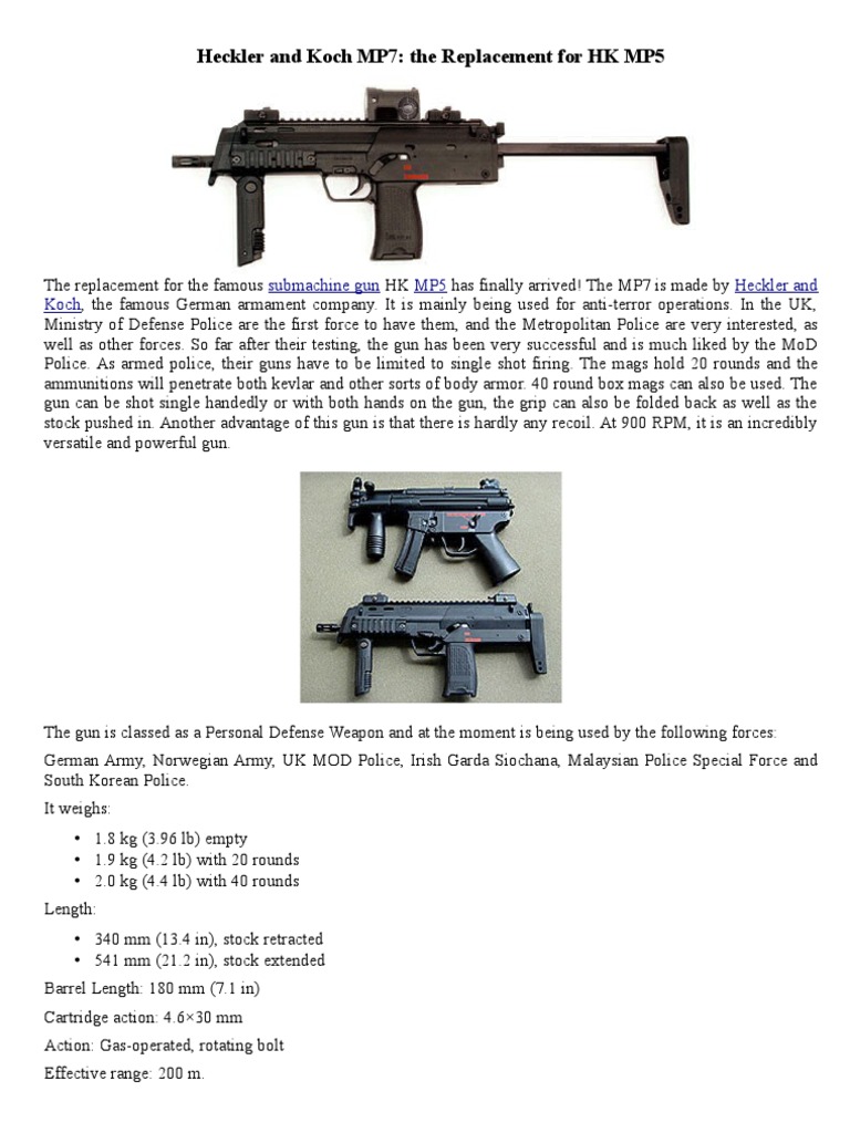 Heckler and Koch MP7: The Replacement For | PDF | Firearm Components ...
