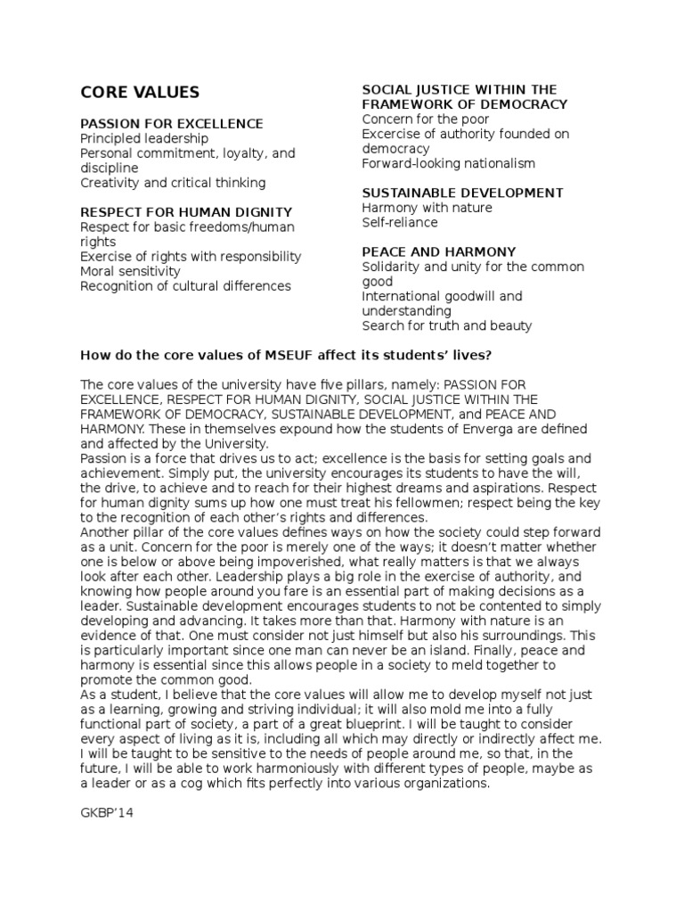 Core Values: Social Justice Within The Framework of Democracy | PDF ...