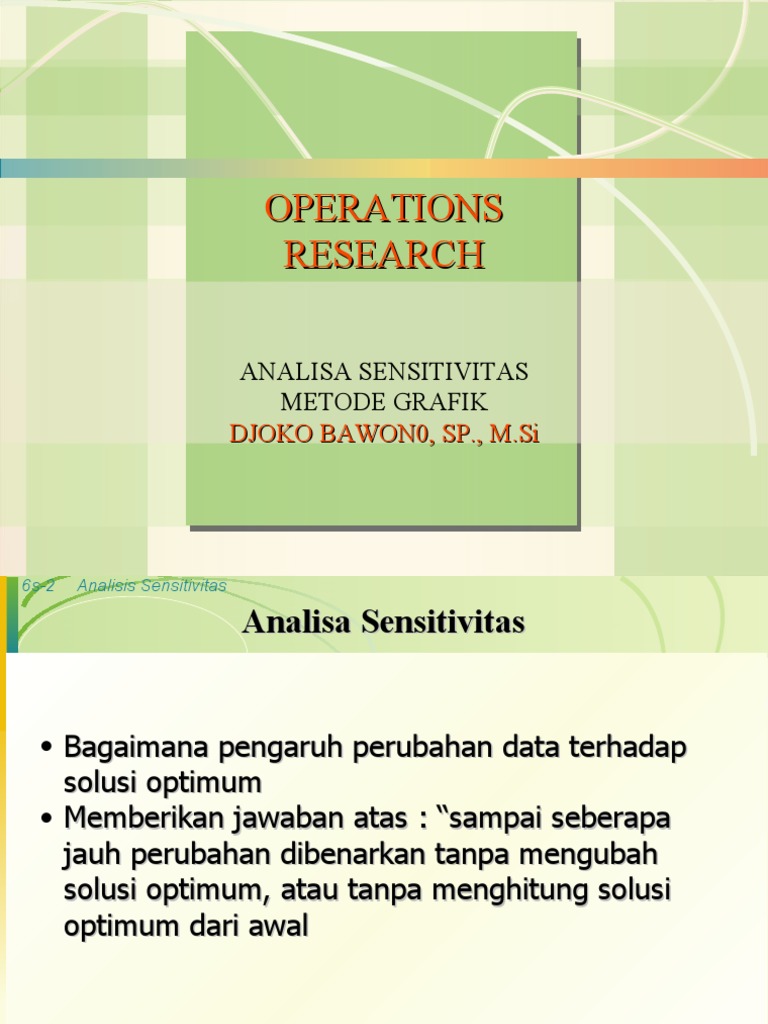 Analisis Sensitivitas | PDF