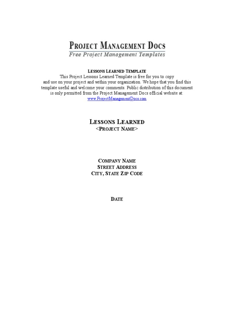 Project Management - Lessons Learned Template | PDF | Project Manager ...