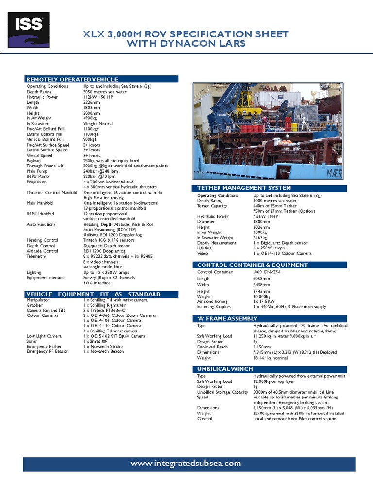XLX 3000M ROV with Dynacon LARS Specs | PDF | Transport | Nature