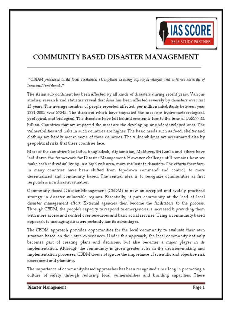 Community Based Disaster Management | Emergency Management | Climate ...