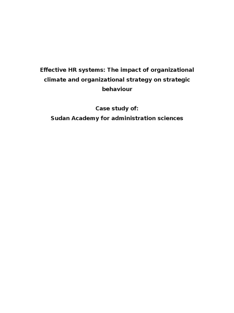 Effective HR Systems: The Impact of Organizational Climate and ...