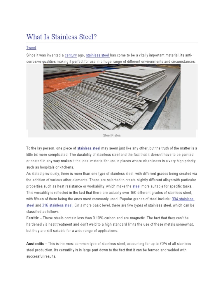 Stainless Steel Types and Uses | PDF | Technology & Engineering