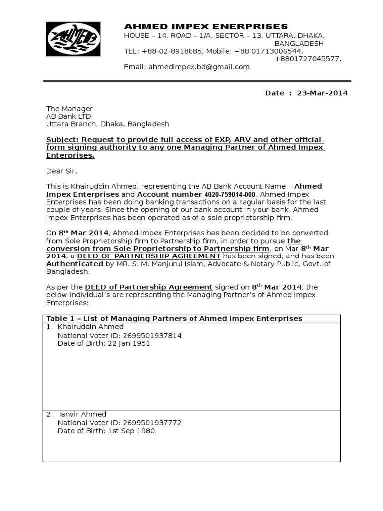 Office Doc Deed of Partnership Board Resolution Exp Issues 01 | PDF ...