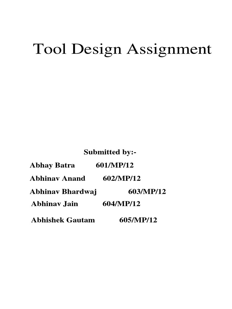 Tool Design Problems | PDF