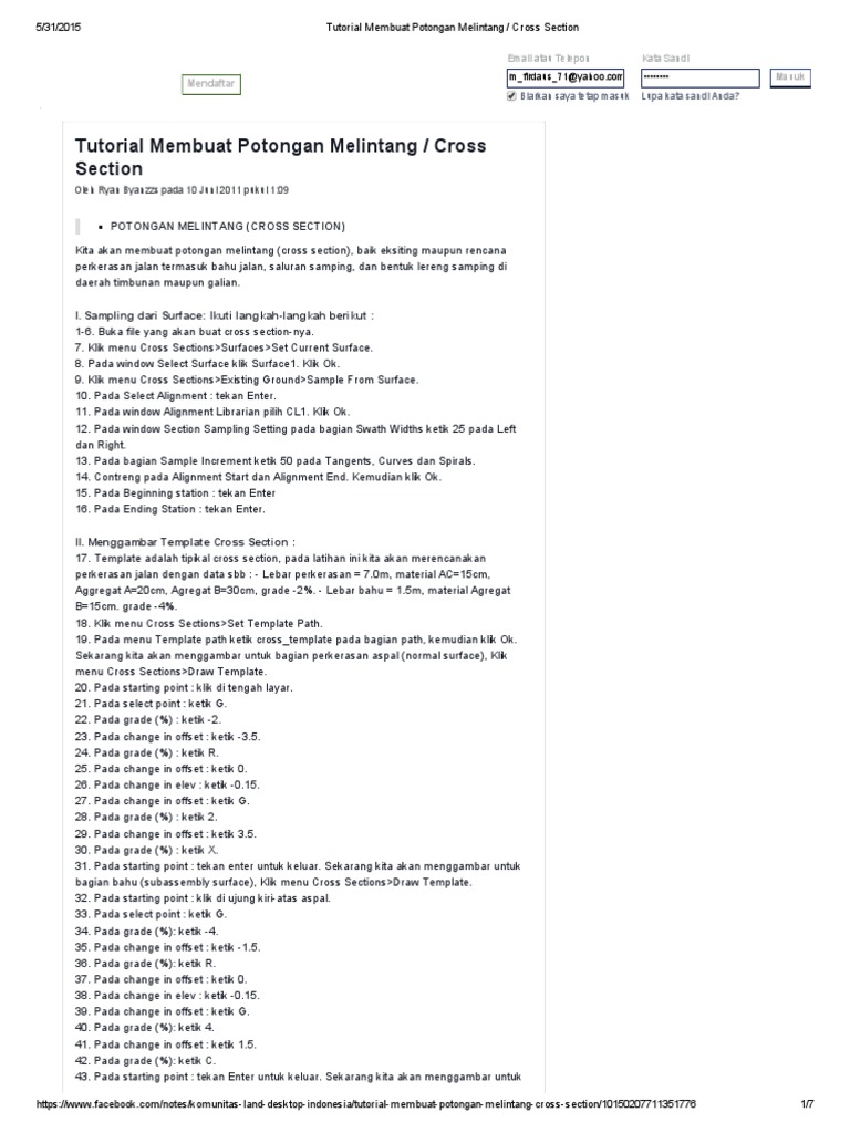 Tutorial Membuat Potongan Melintang - Cross Section PDF | PDF