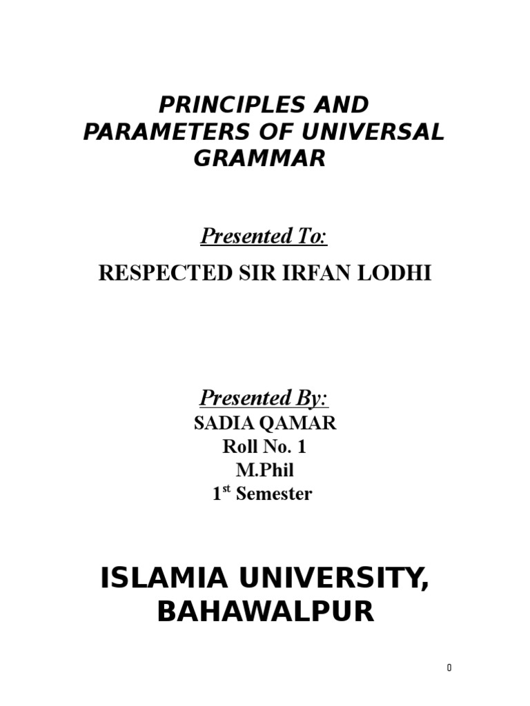 Principles and Parameters of Universal Grammar | PDF | Phrase | Lexical Semantics