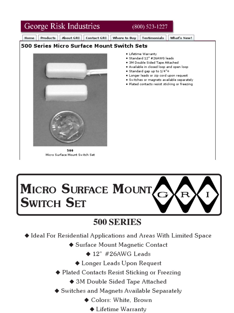 GRI 500-B Data Sheet | PDF | Switch | Electricity