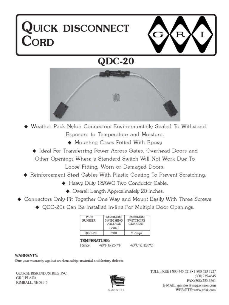 GRI QDC-20 Data Sheet | PDF