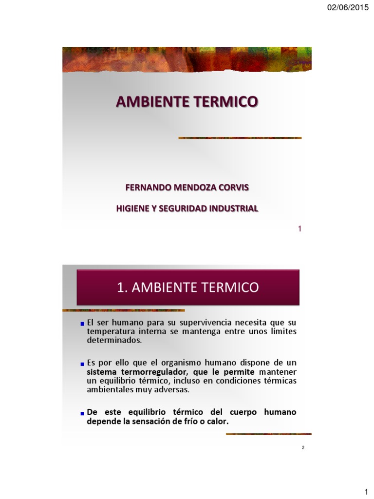 Evaluación del Ambiente Térmico Laboral | PDF | Termorregulación ...