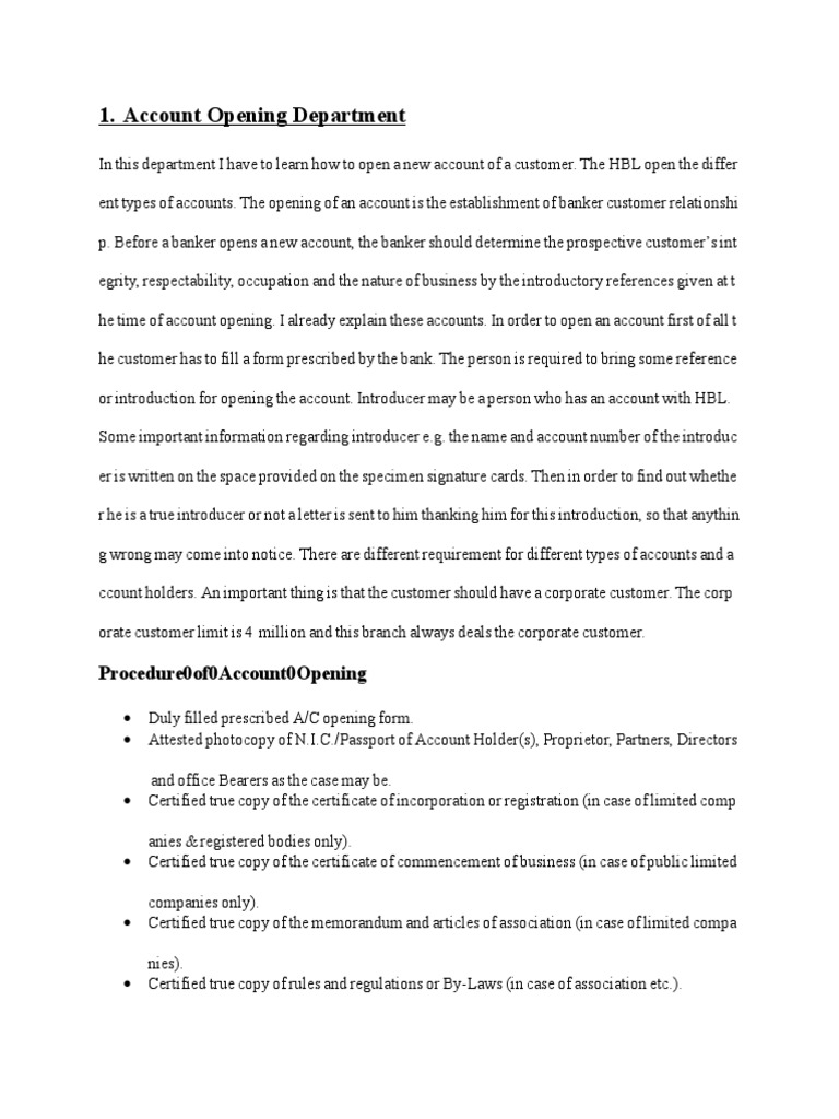 HBL Account Opening Procedures | PDF | Clearing (Finance) | Cheque