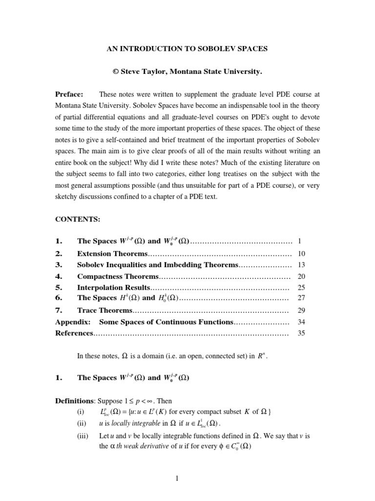 An Introducc To Sobolev Spaces | PDF | Metric Space | Banach Space