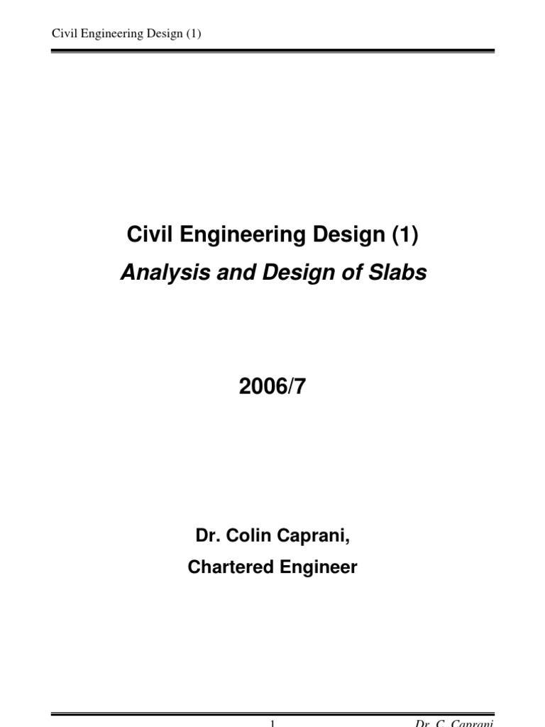 Civil Engineering Design (1) : Analysis and Design of Slabs | PDF ...