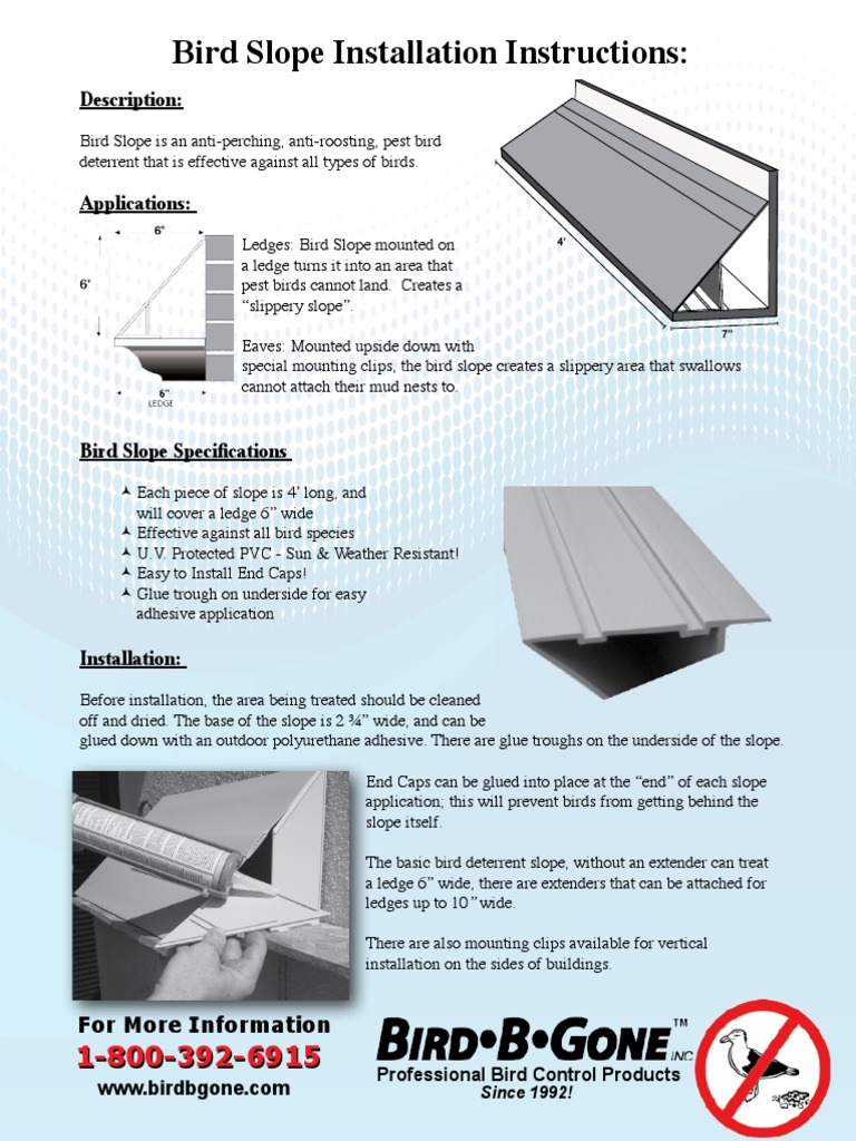 Bird Slope Installation Guide | PDF | Home & Garden