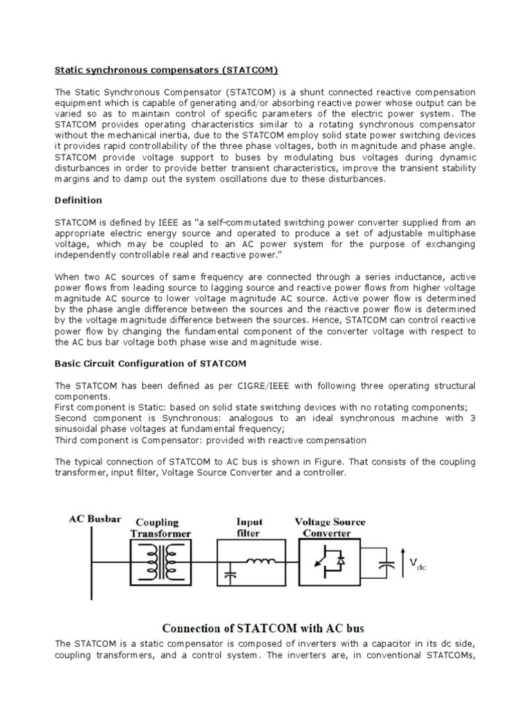 Static Synchronous Compensators STATCOM | PDF | Power Inverter | Capacitor