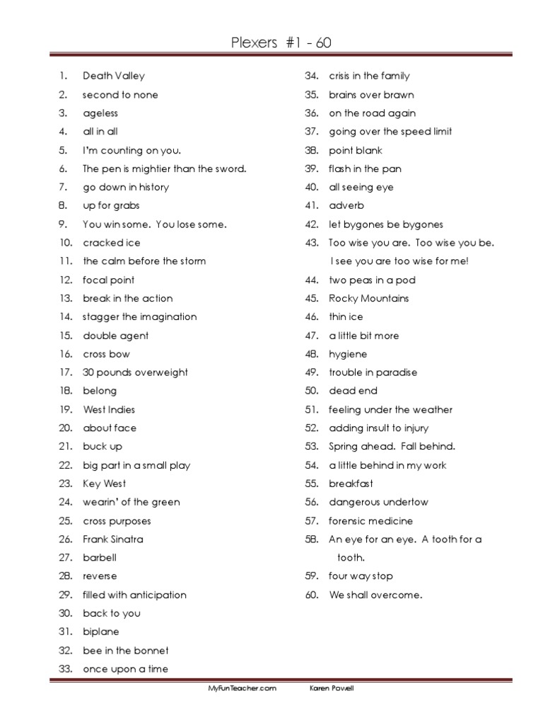 Plexers Answers 1-60 | PDF