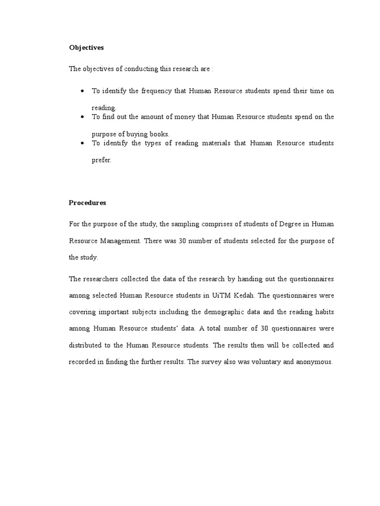 Human Resource Students' Reading Habits | PDF