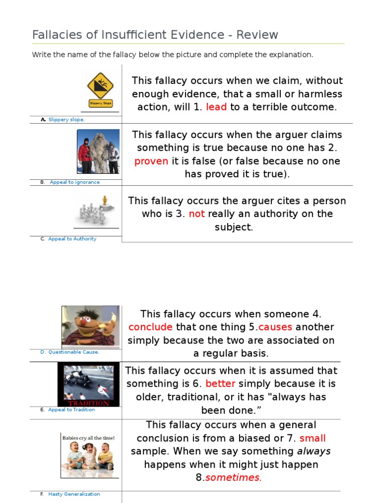Fallacies of Insufficient Evidence Explained | PDF