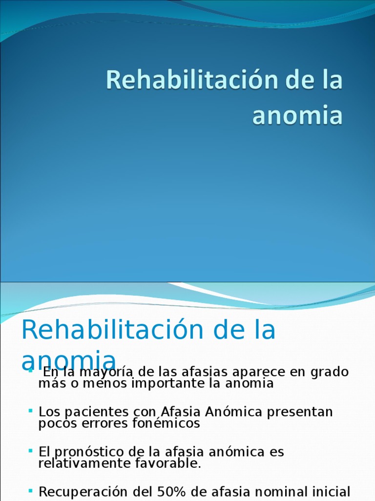 Rehabilitación de La Anomia | PDF | Afasia | Palabra