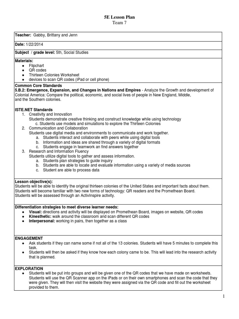 Lesson Plan 5etemplate | PDF | Qr Code | Lesson Plan