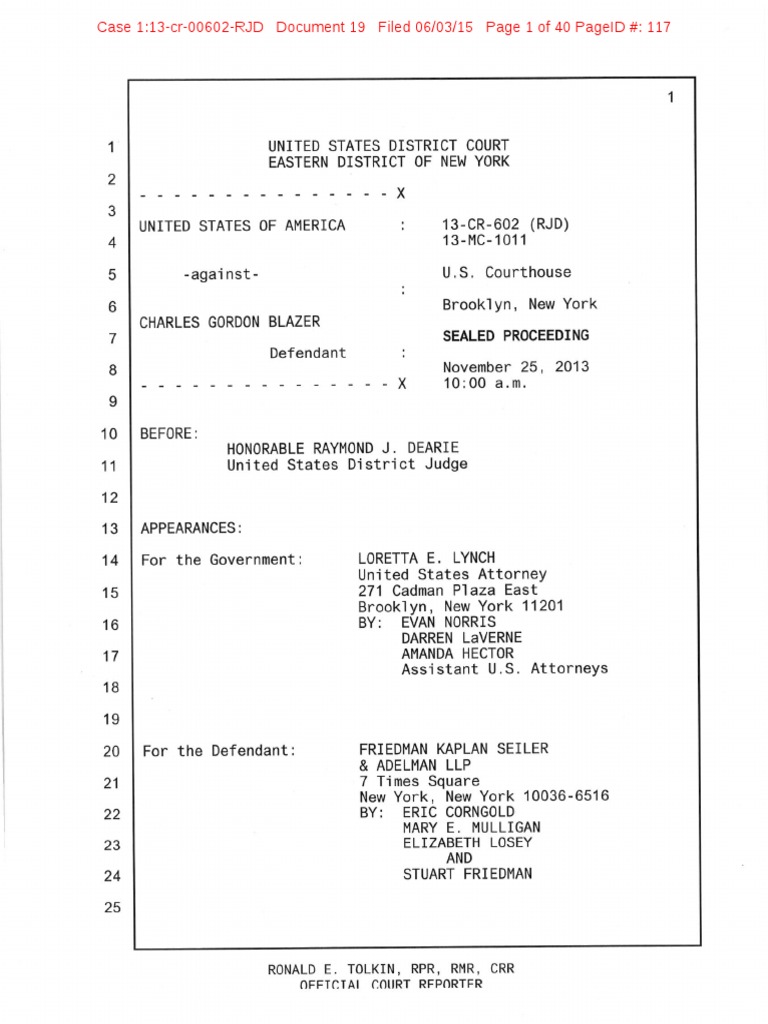 Chuck Blazer Court Proceedings | PDF | United States Federal Probation ...