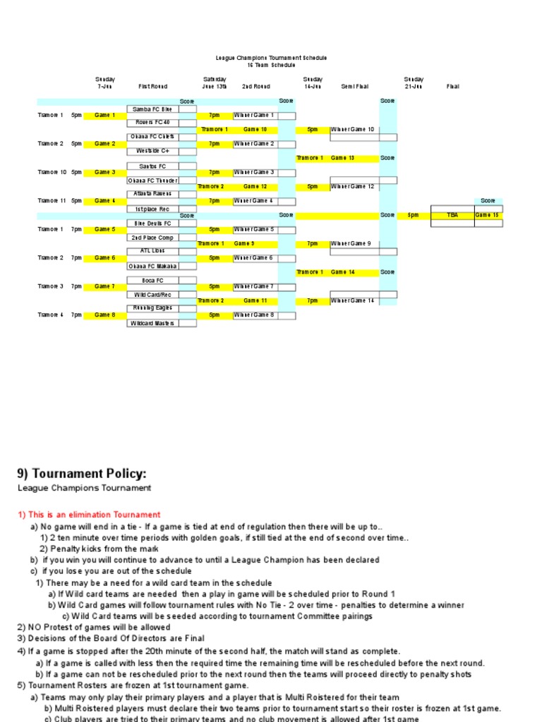 Tournament League Champions 2015 Rules of Play | PDF | Tournament ...