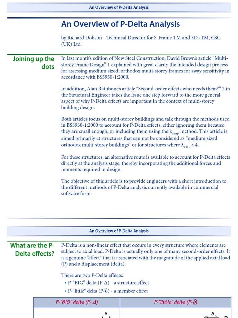 P-Delta Analysis in Structural Engineering | PDF | Stress (Mechanics ...