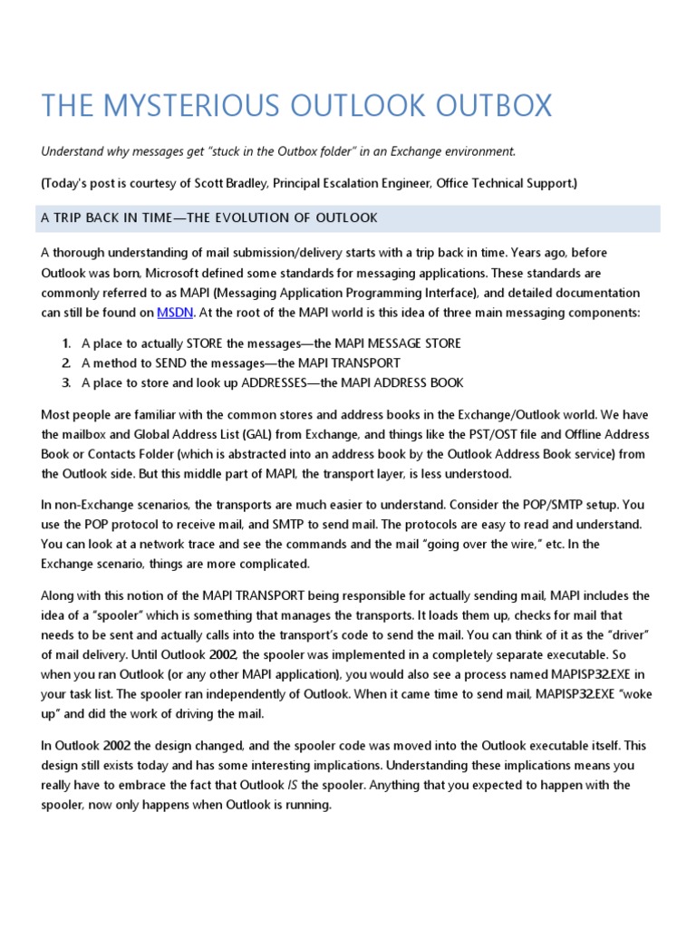The Mysterious Outlook Outbox - The Whole Story | PDF | Microsoft ...