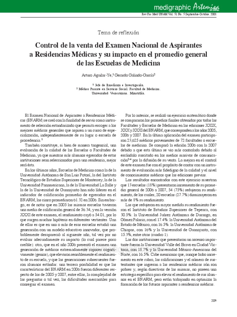Impacto del ENARM en Escuelas de Medicina | PDF | Medicina | Prueba ...