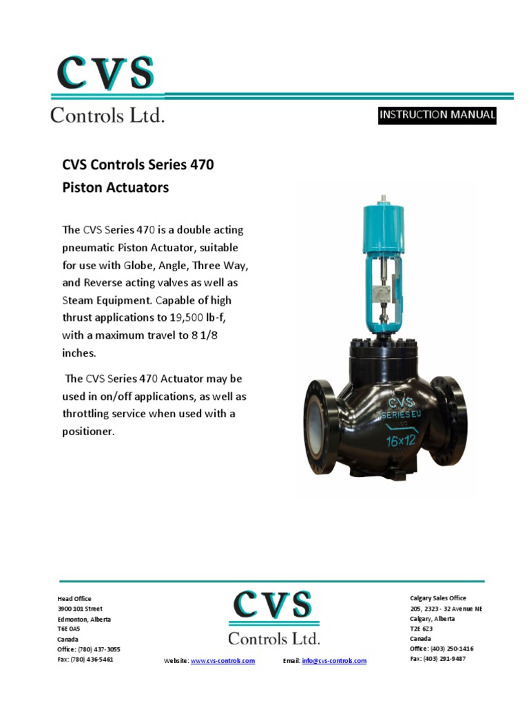 CVS Controls Series 470 Piston Actuators Sept 2014 PDF | PDF | Valve ...