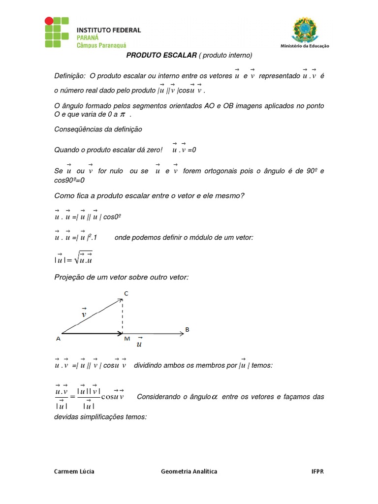 PRODUTO ESCALAR | Vetor Euclidiano | Triângulo