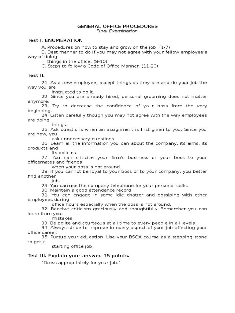 General Office Procedures | PDF