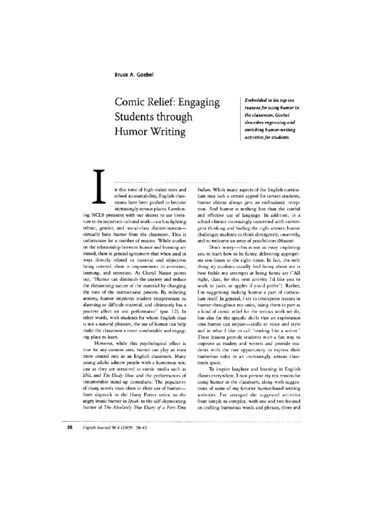 Comic Relief - Engaging Students Through Humor Writing | PDF