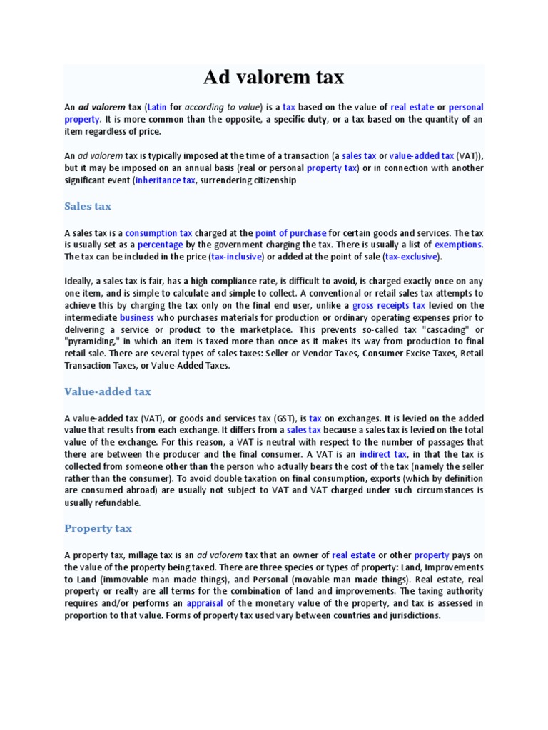 Ad Valorem Tax | PDF | Ad Valorem Tax | Value Added Tax