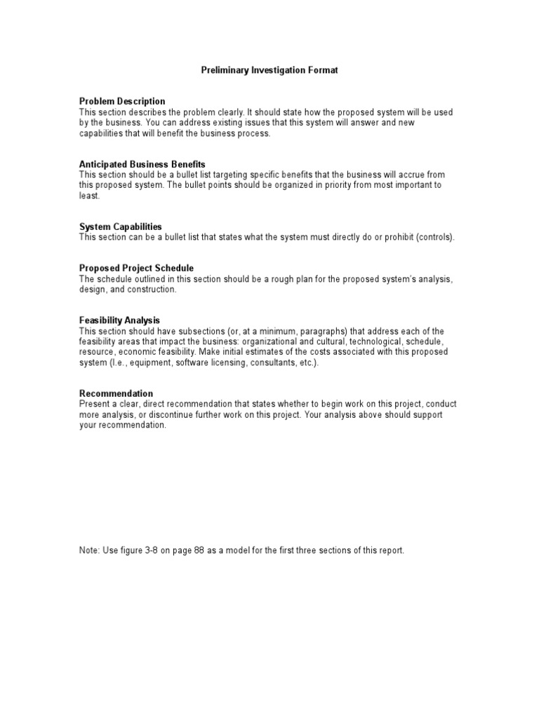Preliminary Investigation Report Initial Investigation Report: