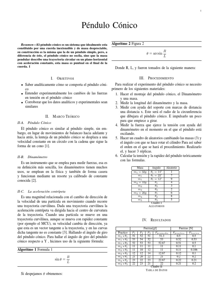 Pendulo Conico | PDF | Péndulo | Aceleración