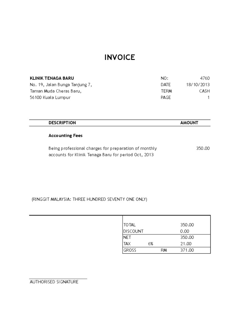 Invoice: Klinik Tenaga Baru | PDF