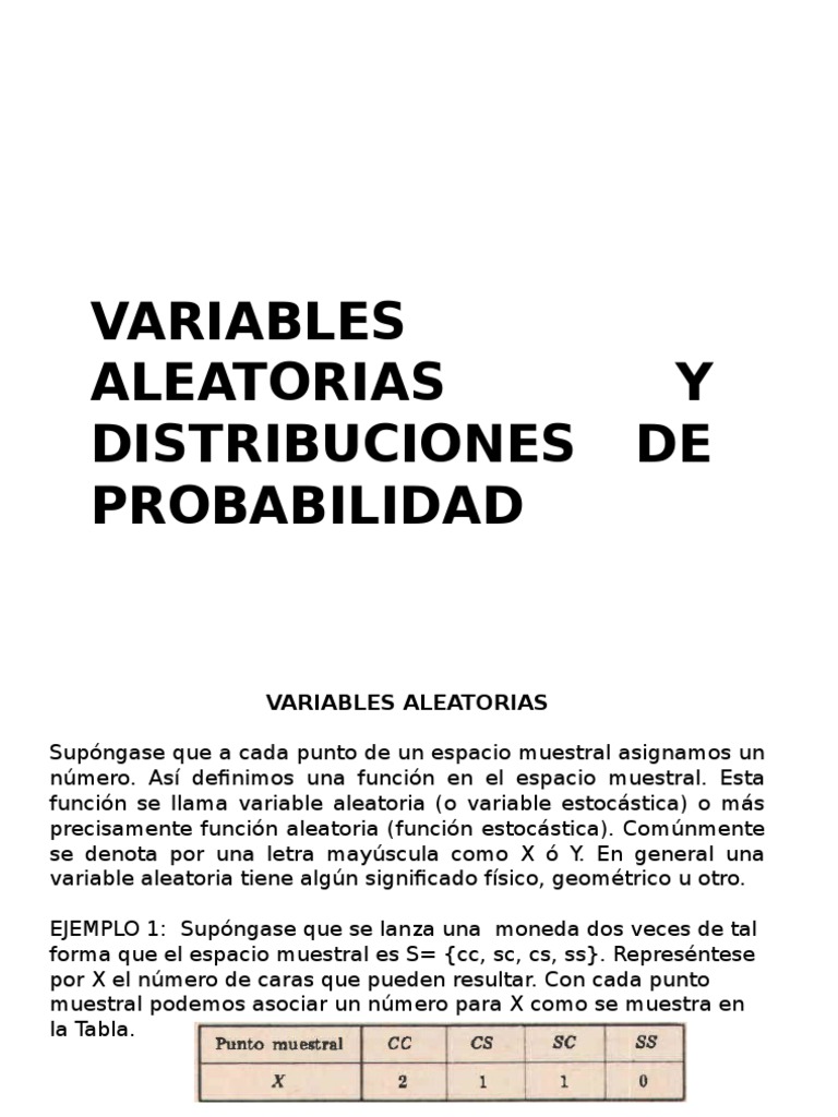 Variables Aleatorias y Distribuciones de Probabilidad | Descargar gratis PDF | Variable ...