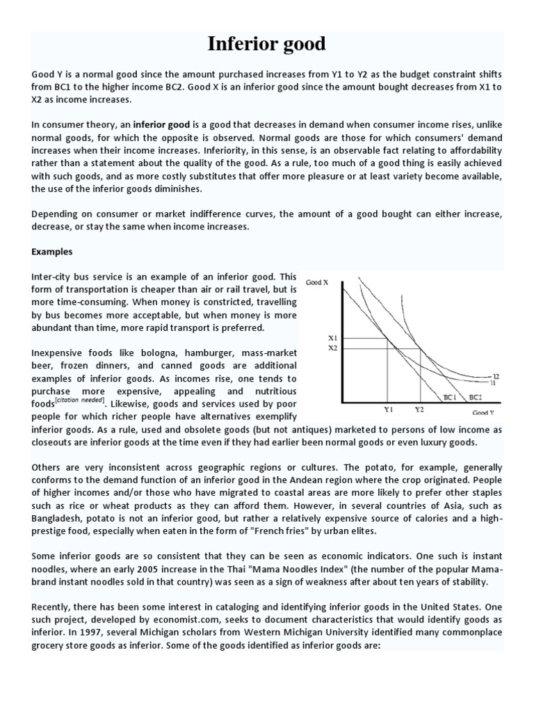 Inferior Good | PDF | Microeconomics | Food And Drink