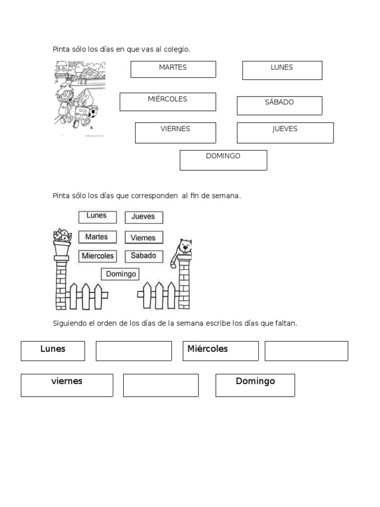 Prueba sobre los días de la semana | PDF