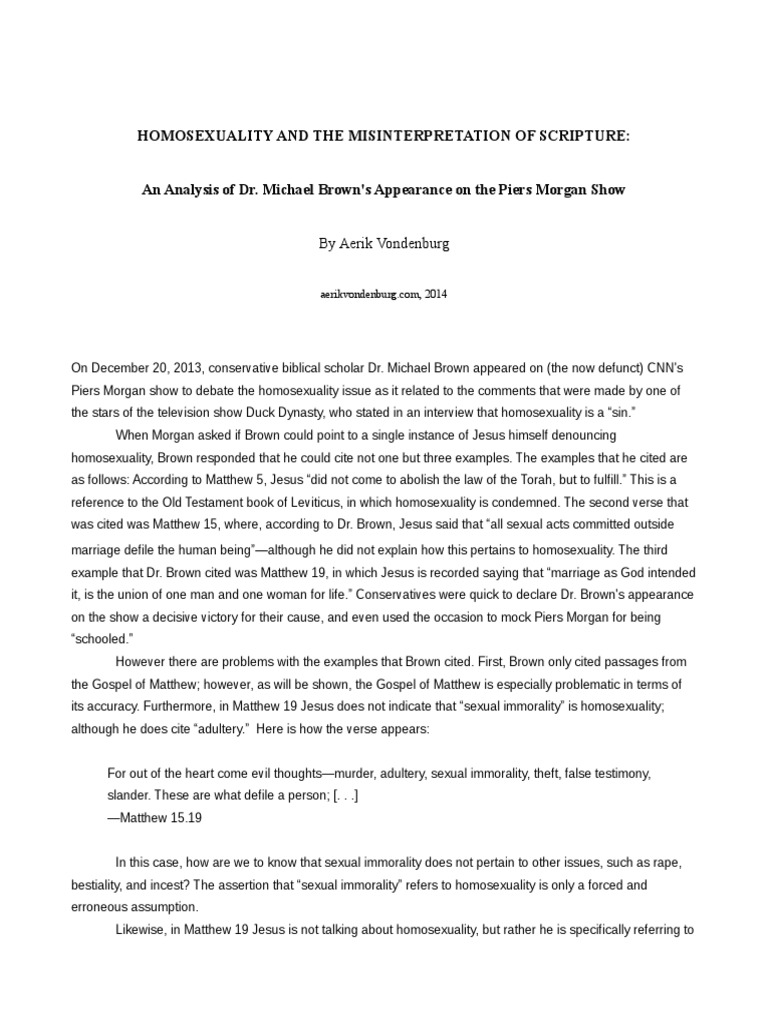 Homosexuality and The Misinterpretation of Scripture: An Analysis of Dr ...