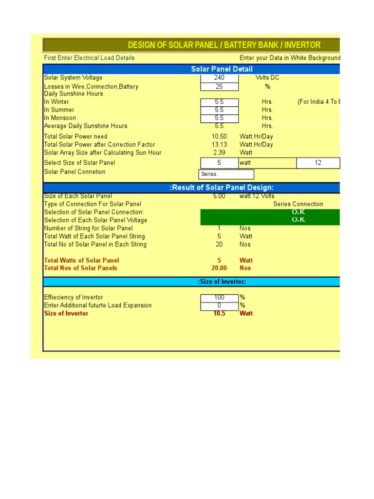 Solar Panel and Battery Bank Design Guide | PDF | Solar Panel | Battery ...