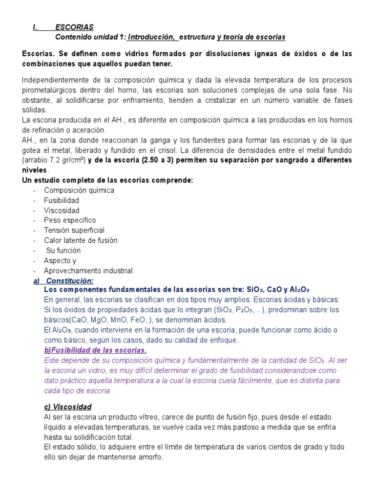 Tipos y propiedades de escorias | PDF | Arrabio | Ion