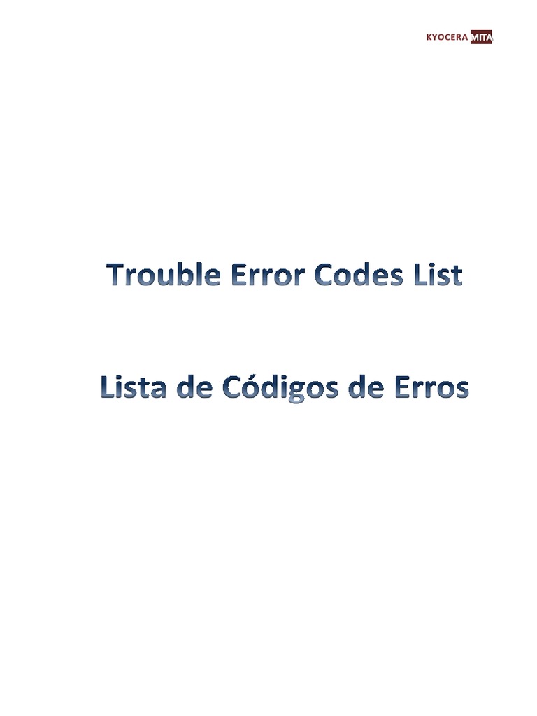 Kyocera Mita - Trouble Error Codes List | PDF | Flash Memory ...