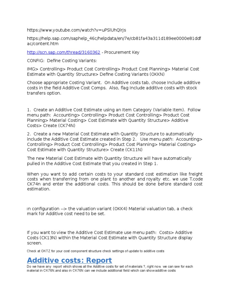 Additive Costs | PDF | Debits And Credits | Business Economics