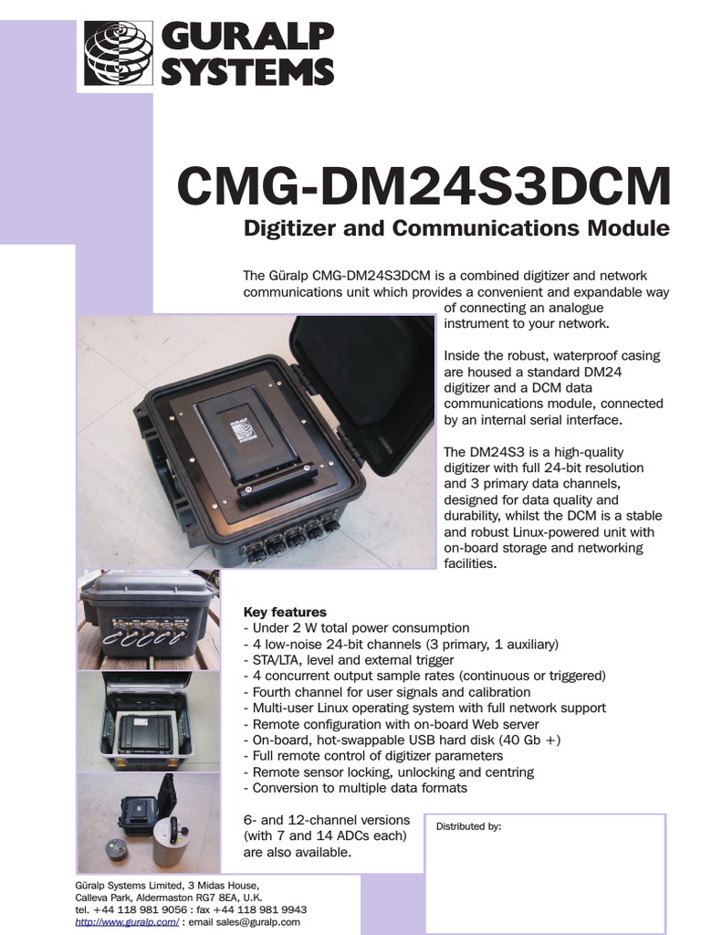 The Güralp CMG-DM24S3DCM: A Combined Digitizer and Communications ...