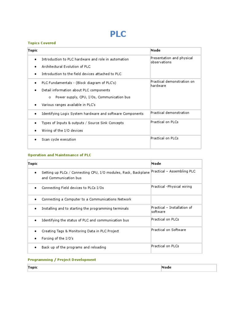 Automation Syllabus PDF Programmable Logic Controller Scada